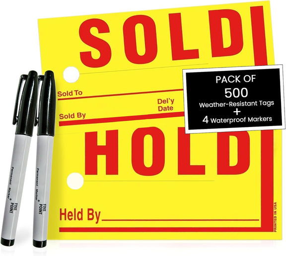 Jumbo Hold Tags – 4" x 8" – Yellow with Red – Auto Dealership Supplies ...