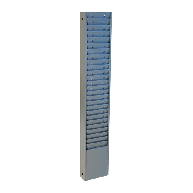 Gray Steel Time Card Rack with 25 Pockets - 31-5/8" Height x 5" Width ...