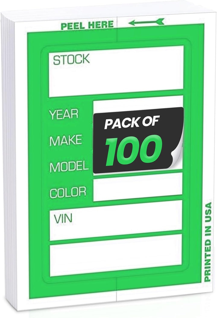 Kleer-Bak Windshield Stock Stickers - Clear Back Auto Inventory Labels ...