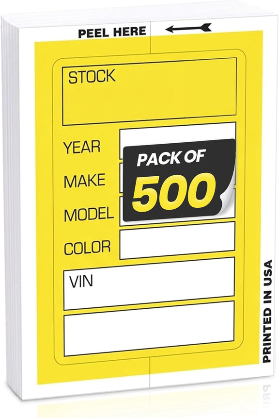 Kleer-Bak Windshield Stock Stickers - Clear Back Auto Inventory Labels ...